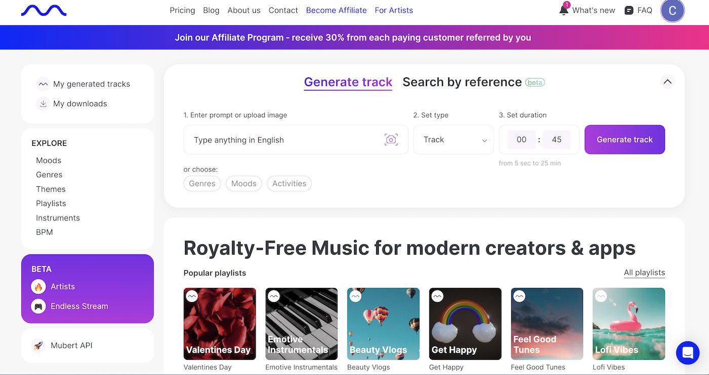 How to make AI music using Mubert