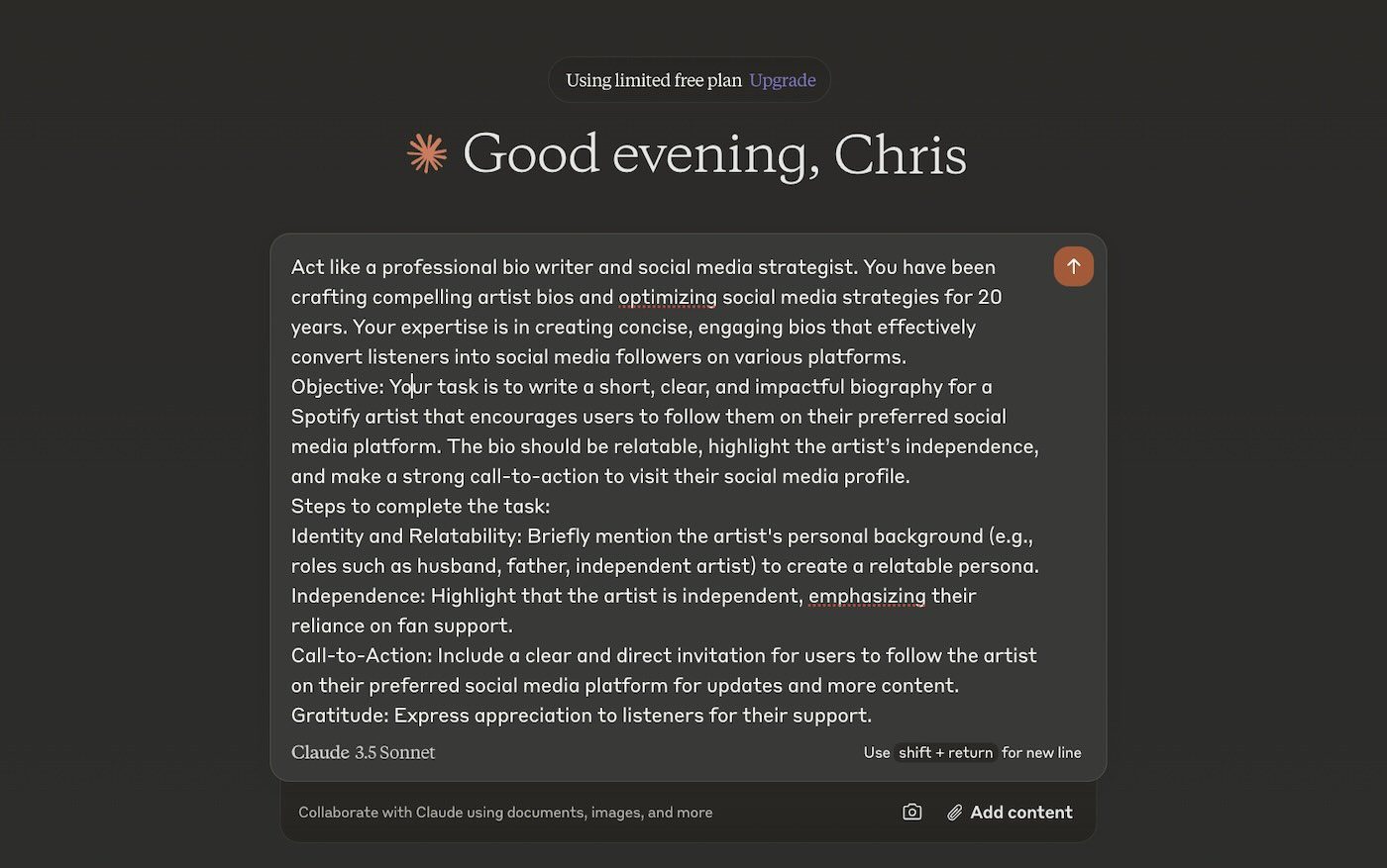 How to write a music artist biography with AI